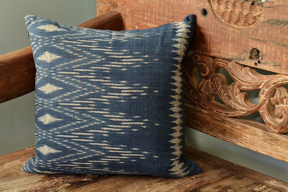 Fair Trade Indigo Dyed Ikat Pillow Cover | Slate + Salt - SLATE + SALT