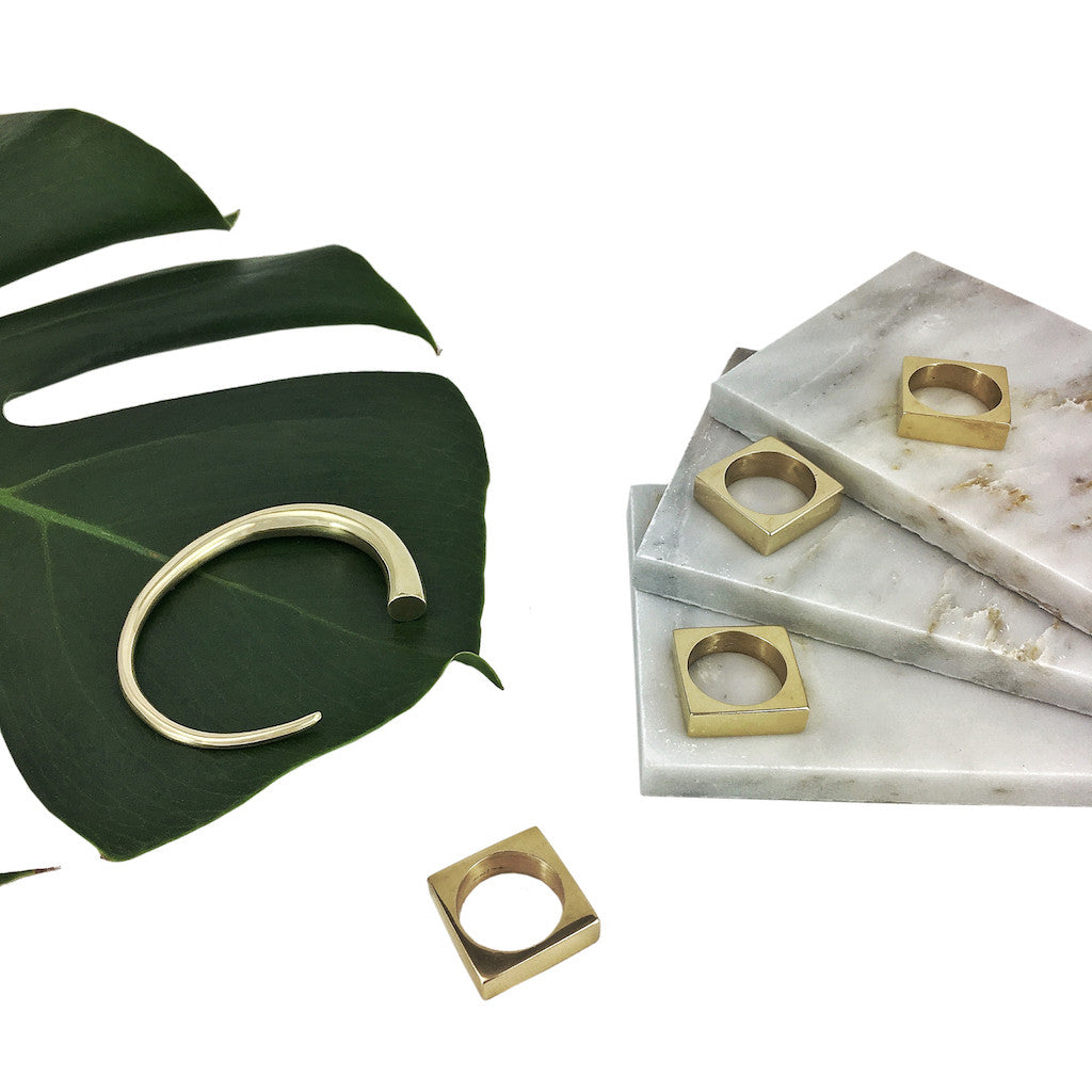 Square Mraba Ring Artisan Made Brass | Meyelo | Slate + Salt - SLATE + SALT