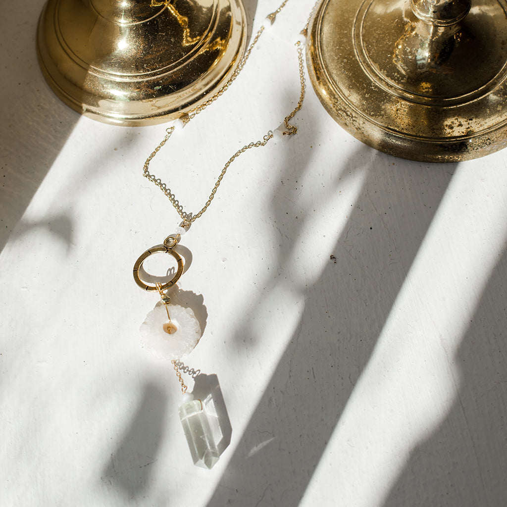 Shop Fair Trade Solar Quartz Crystal Y Necklace | Slate + Salt - SLATE ...