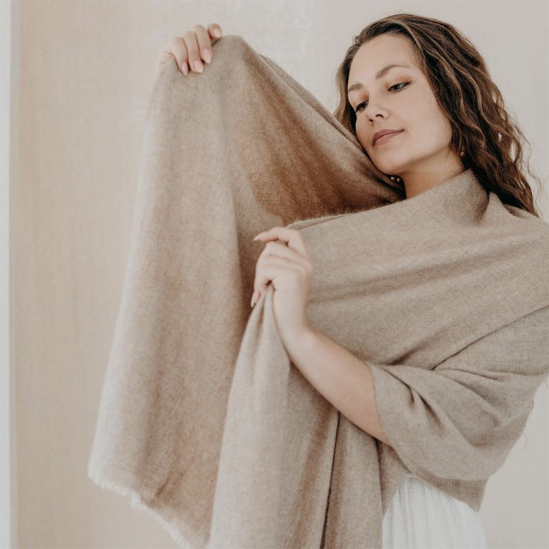 Shop Handmade Beige Cashmere Scarf | Nepal Fair Trade | Slate + Salt ...